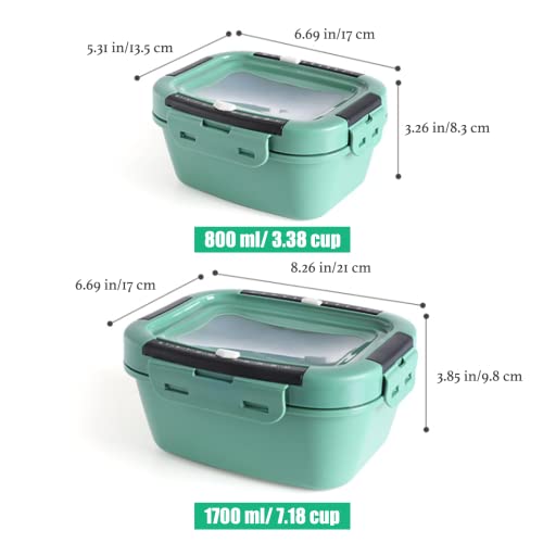 TeTeBak Food Storage Containers with Lids - BPA-free Plastic Airtight Food Storage Containers, Date-Tracker Bento Box Adult Lunch Box, Sets of 2