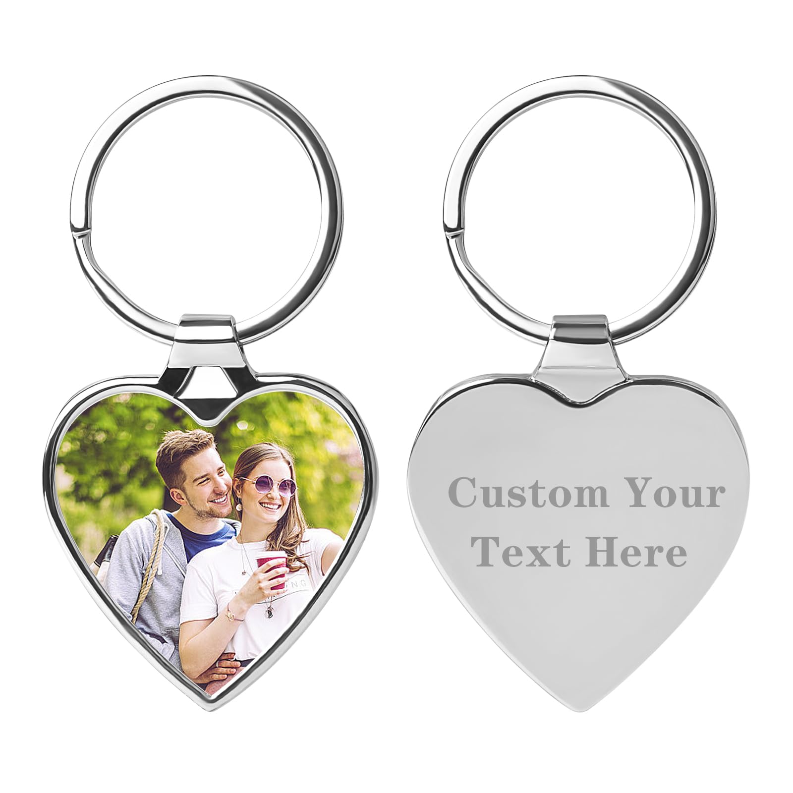 HYPERFOLD Double Side Custom Keychain with Picture Personalized Engraving Photo Text Customized Gifts for Men Boyfriend