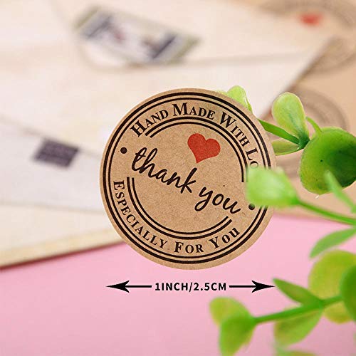 Handmade with Love Stickers 1'' Baking Stickers 1000pcs Kraft Paper Thank You Stickers Roll Handmade Stickers