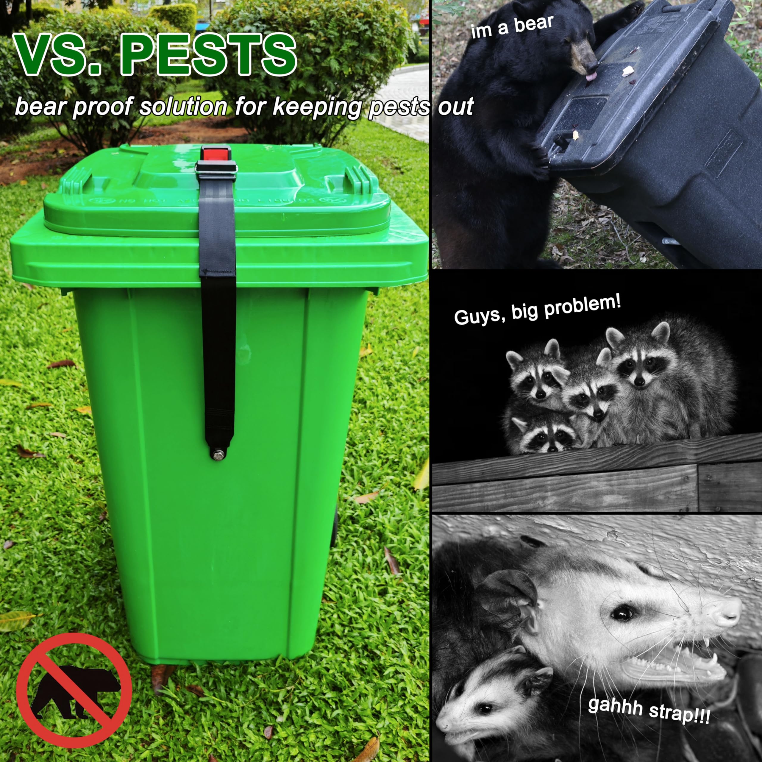 JFOMOYGI 1 PC Buckle Type Trash Can Locks for Animals Semi-Automatic,Trash Can Lid Lock,Universal Trash Can Lock Belt,Garbage Trash Can Lid Locks for Raccoon,Easy Single Hand Release