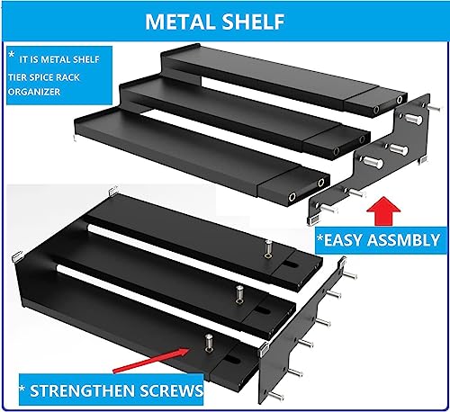 Jojocross Spice Rack Organizer for Cabinet, 3-Tier Expandable Spice Storage,Great for Kitchen Cabinet,Cupboard,Pantry and Countertop More 1 Pack/Black