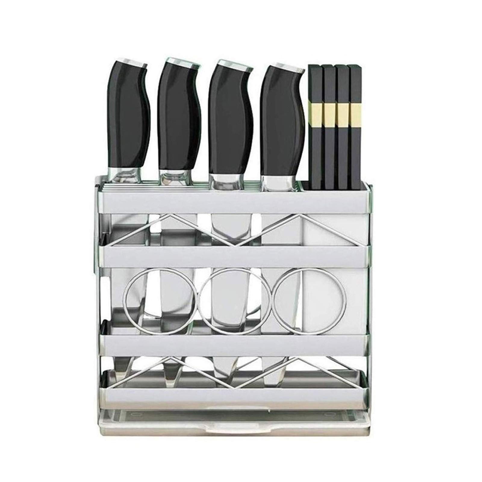 HOUKAI 304 Stainless Steel Knife Holder Kitchen Supplies Knife Holder Rack Chopper Put Knife Storage Rack