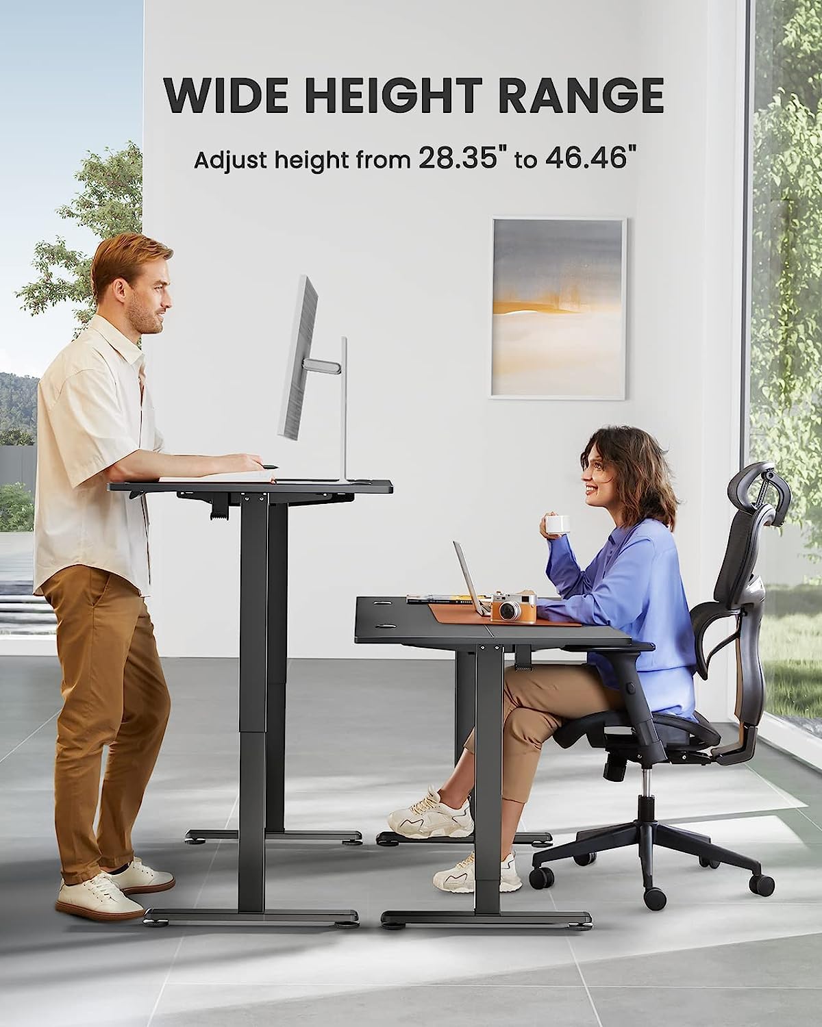 ErGear Height Adjustable Electric Standing Desk, 63x 28 Inches Sit Stand up Desk, Large Memory Computer Home Office Desk (Black)