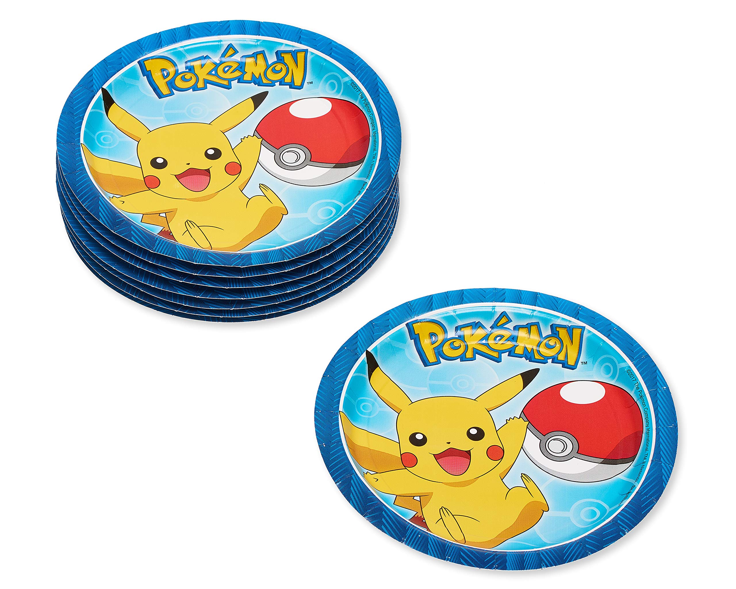 Vibrant Multicolor Pokemon Round Plates - 7" (Pack of 8) - Fun, Durable Design - Perfect for Kids' Parties and Celebrations