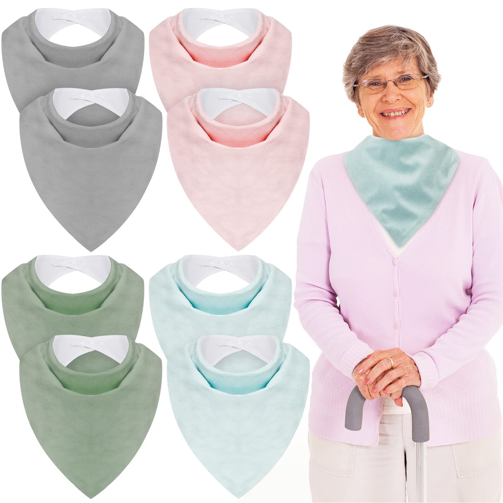 Hercicy 8 Pcs Adult Absorbent Drool Bandana Bibs Large Soft Waterproof Absorbent Bibs Set for Adults Kids over 4 Years Old Teens Special Needs