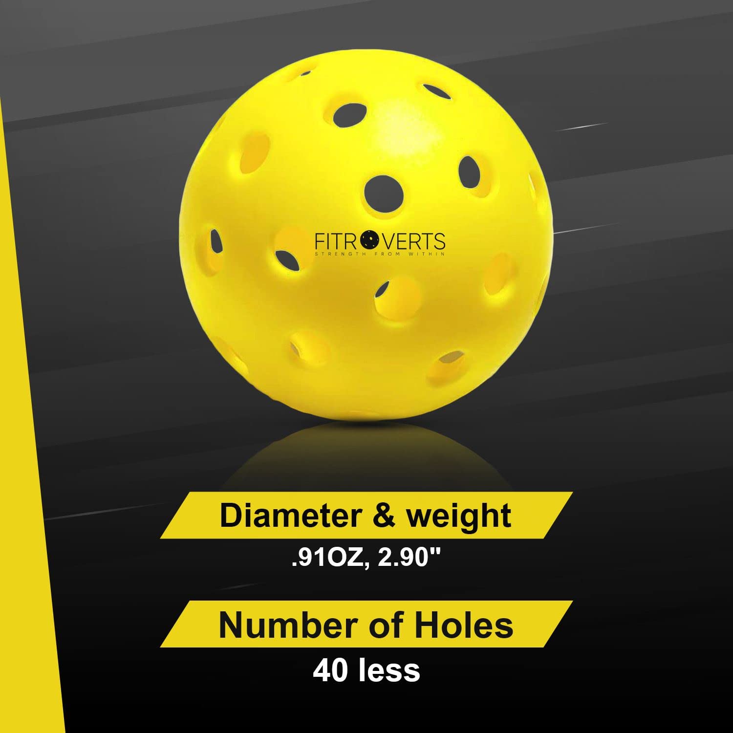 FITROVERTS USAPA Approved Indoor/Outdoor Pickleballs ◆ 6-Pack | One Piece Construction | Enhanced Yellow