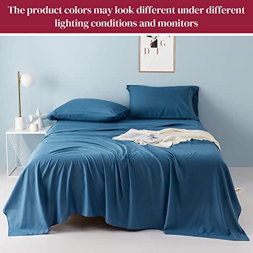 JOOKI Sheet Set California King Luxury Hotel Bed Sheets Soft Microfiber Cooling Sheets Set, Deep Pocket up to 16β Mattress, Breathable Machine Washable Bedding Set, Navy Blue