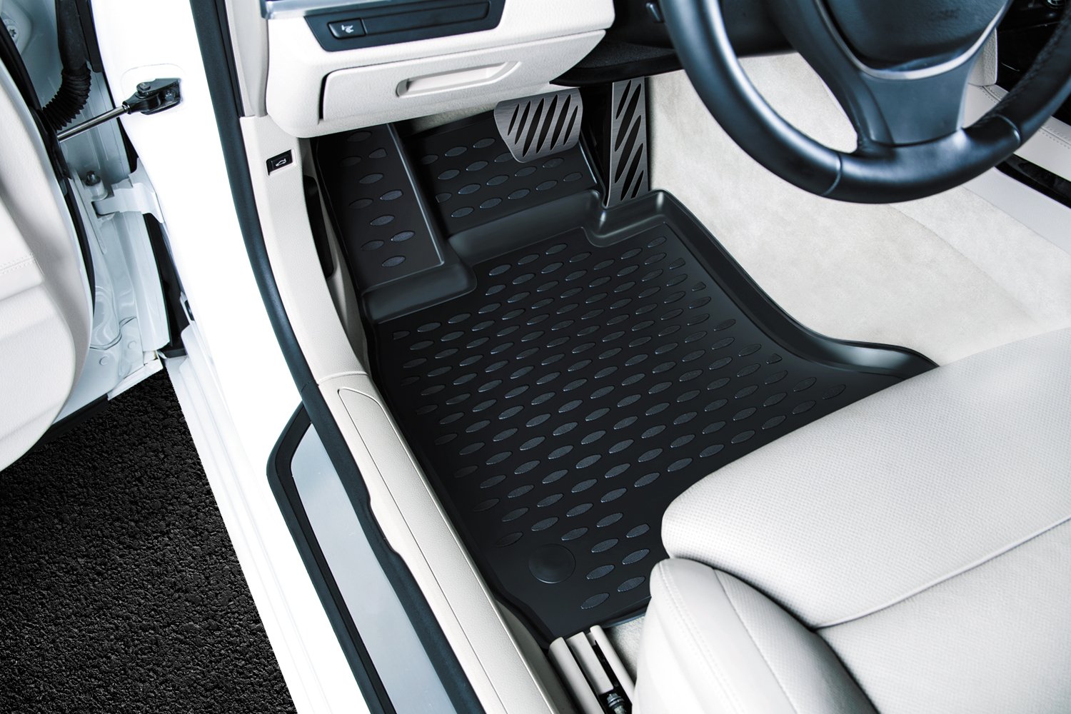 Fits 2015-2024 Ford Edge Floor Mats Front & 2nd Row Seat Liner Set All Weather Full Set Liners (Black)