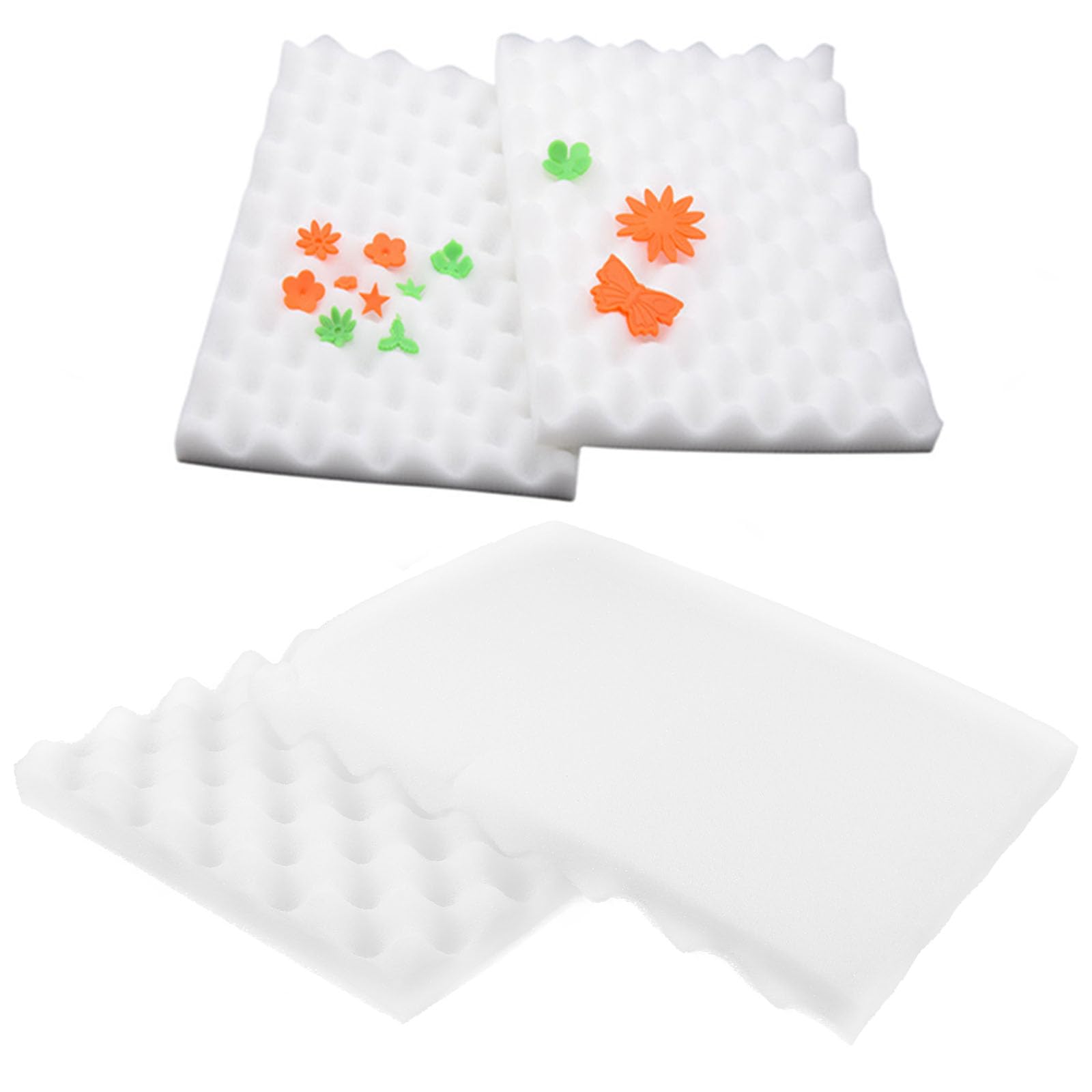 Hemoton 4PCS Fondant Sponge Mats Sugar Flower Drying Wavy Foam Mats Reusable Fondant Sponge Pads Fondant Shaping Sponge Pads DIY Gum Paste Chocolate Fondant Modeling Molds