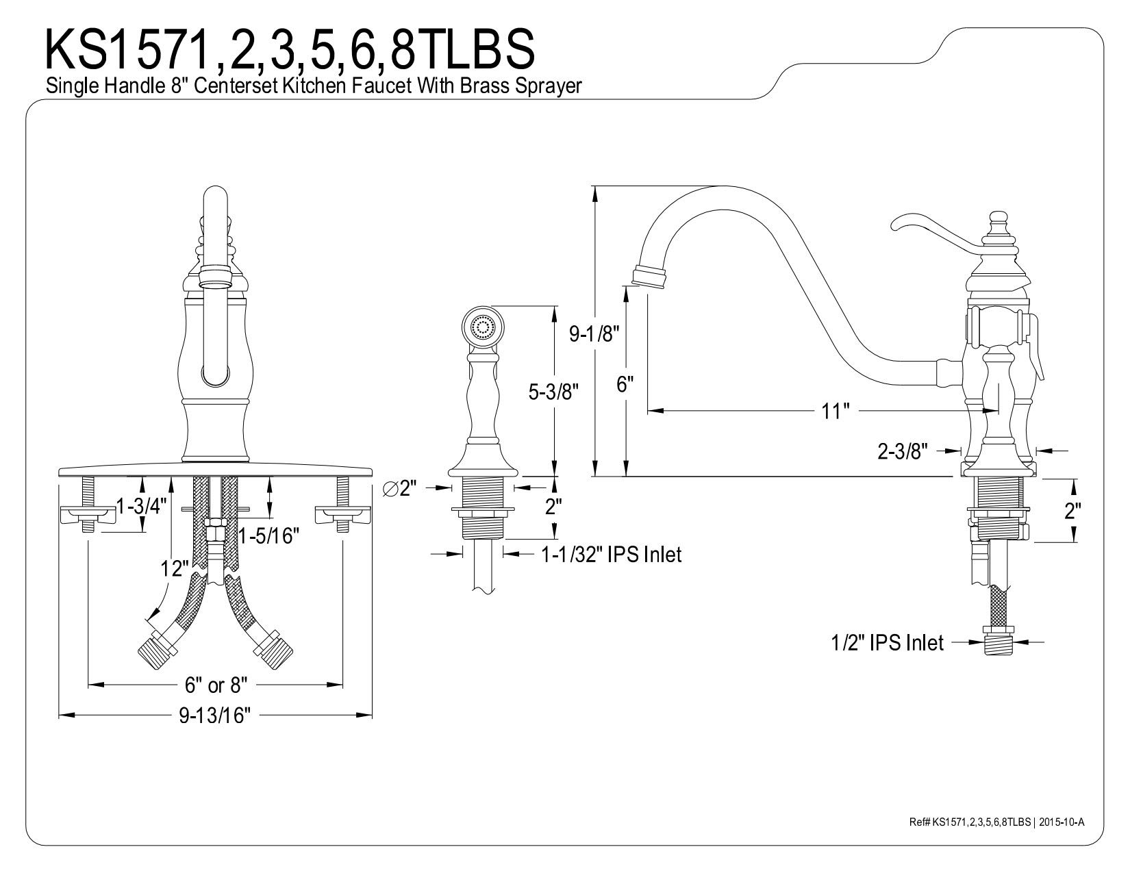 Kingston Brass KS1572TLBS Gourmetier Kitchen Faucet, 11" in Spout Reach, Polished Brass