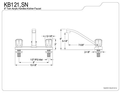 Kingston Brass KB121 8" Centerset Kitchen Faucet, Polished Chrome