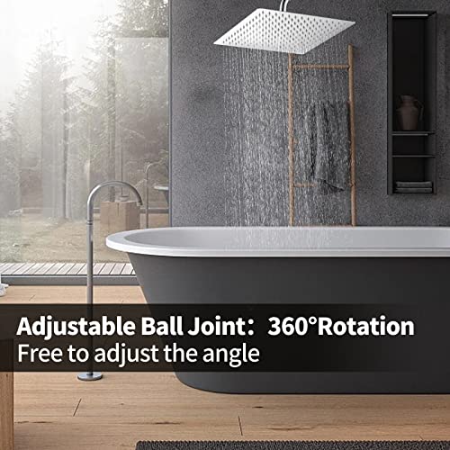 KSUCBOHAR Shower Head, 12 Inch High Pressure Rain Shower Head, Pressure Boosting Shower Head, Awesome Shower Experience, Stainless Steel Rainfall Shower Head (Square glossy)