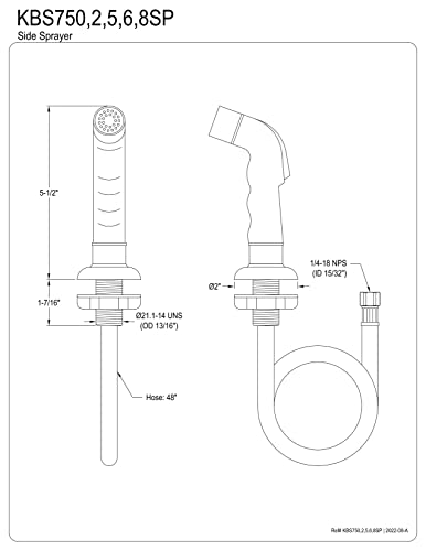 Kingston Brass Gourmetier KBS752SP Kitchen Faucet Sprayer with Hose, White Sprayer with Polished Brass Flange