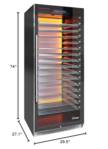 Vinotemp EL-300COMM Cellar Cooler Refrigerator, Built-in or Freestanding Wine Fridge with Touchscreen Temperature Control Glass Door and Safety Lock, 188 Bottle, Black