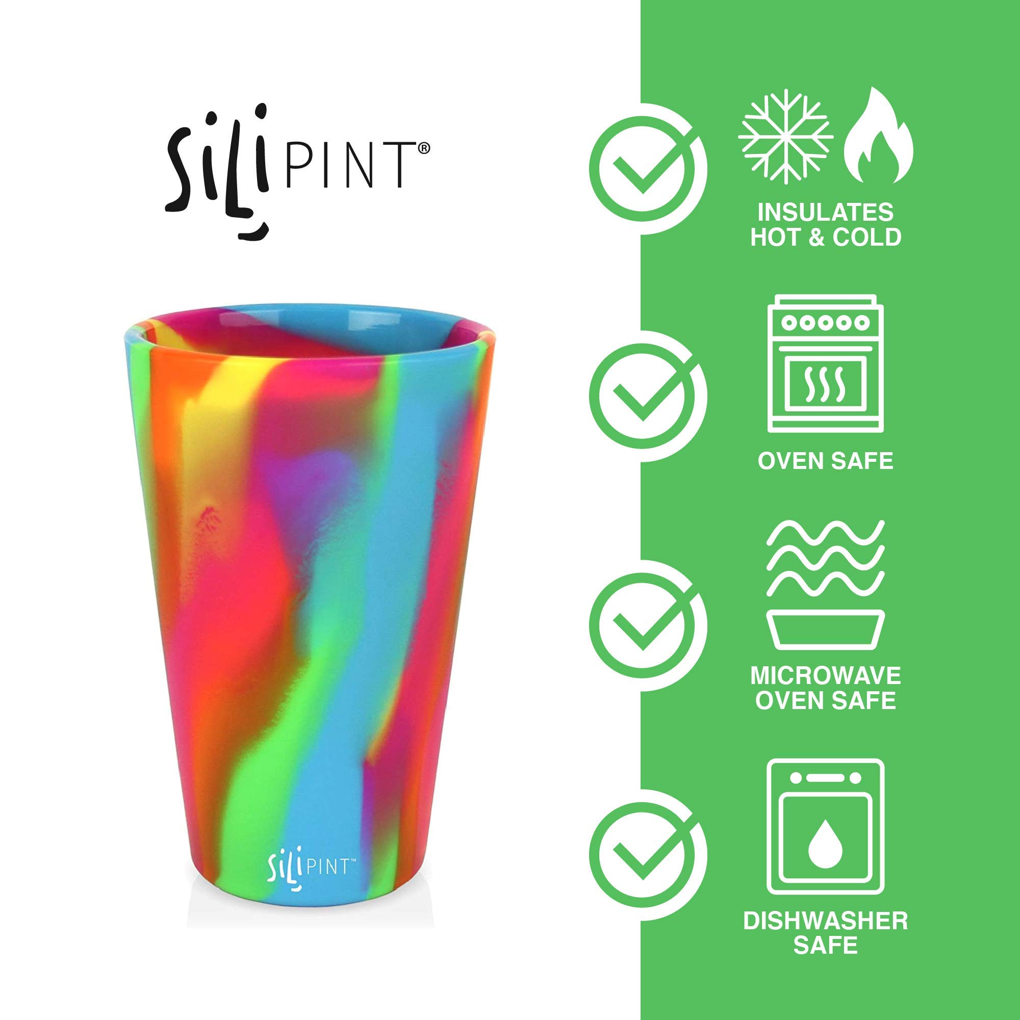 Silipint 2-Pack, Hippie Hops - Silicone Cup Drinkware, BPA-Free, Unbreakable, Microwave Safe, Shatter-Proof - for Any Drink Use, Traveling, Camping, Hiking, Hanging Out, Small or Large Parties