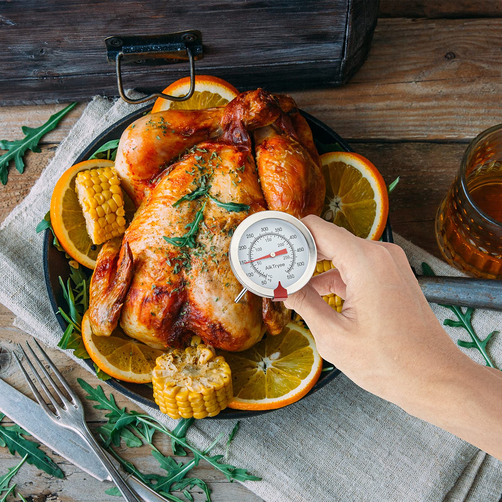 Instant Read Meat Thermometer Deep Fry Thermometer Oven Thermometer with Dial Thermometer(10-290℃/50-550℉) for Turkey BBQ Grill Oil by AikTryee