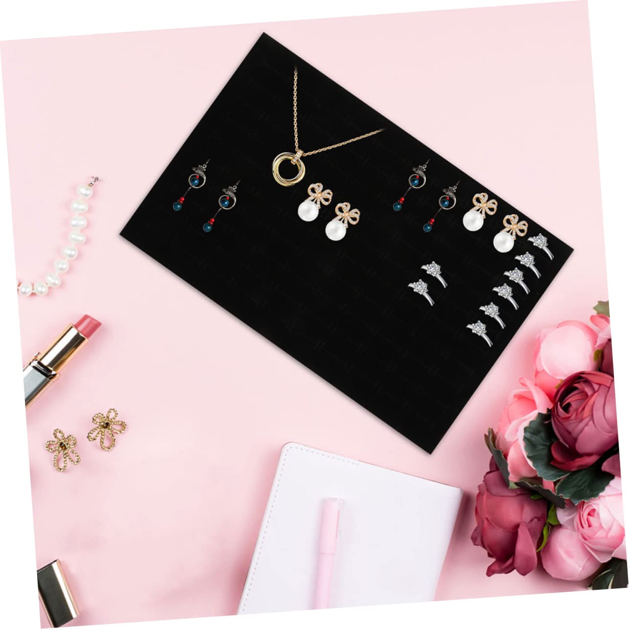 Hemoton 5pcs Box earring display pad tray earrings holder inserts foam ring holder insert black ring trays ring insert display trinket tray earring tray storage box jewelry sponge travel