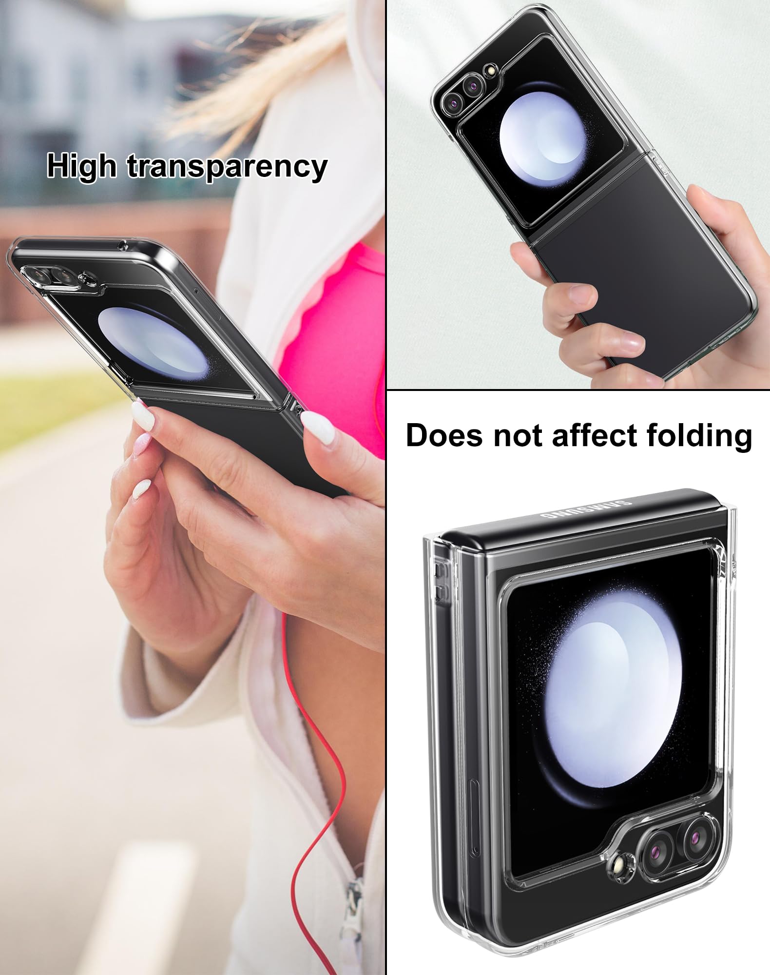 Foluu Case for Samsung Galaxy Z Flip 5, Galaxy Z Flip 5 Phone Case Clear, Hard PC Back Bumper Protective Shockproof Scratch Resistant Case for Samsung Galaxy Z Flip5 5G 2023 (Crystal Clear)