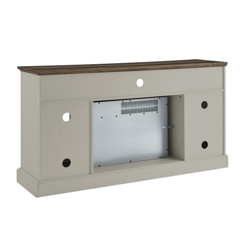 Electric Fireplace 60 Inch Electric Fireplace with Door Sensor Entertainment Center (Jasmine White)