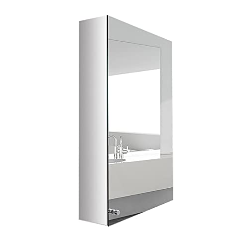 NIZAME 40CM Stainless Steel Bathroom Mirror Cabinet, Bathroom Storage Hanging Box, Removable Laminate, Hidden Handle, Wall Cabinet for Makeup Cosmetic (Color : Right Door, Size : 40X60CM)