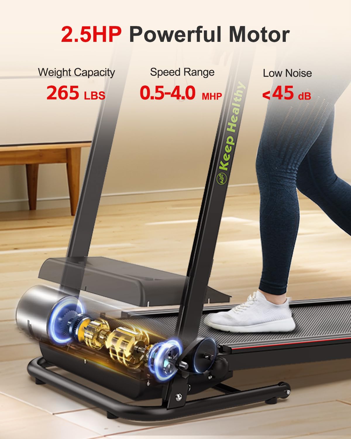 FYC Folding Treadmill for Home Portable Electric Motorized Treadmill Running Exercise Machine Compact Treadmill for Home Gym Fitness Workout Jogging Walking (JK0805E-1)