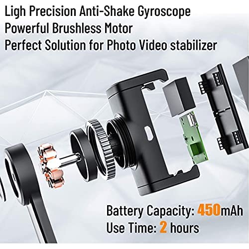 Gimbal Stabilizer for Smartphone with Extendable Selfie Stick and Tripod, 1-Axis Multifunction Remote 360°Automatic Rotation, Auto Balance for iPhone/Android