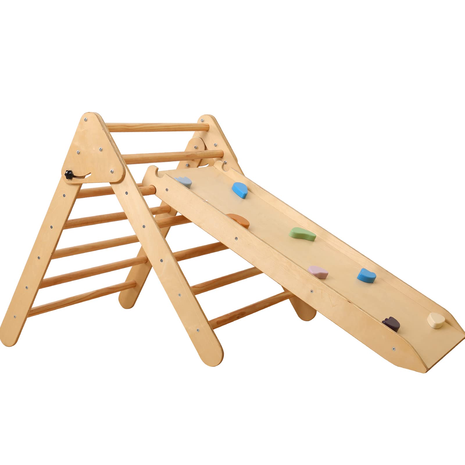 lekaihuai Pikler Triangle Climber with Ramp, Foldable Wooden Montessori Climbing Triangle Se(twood)