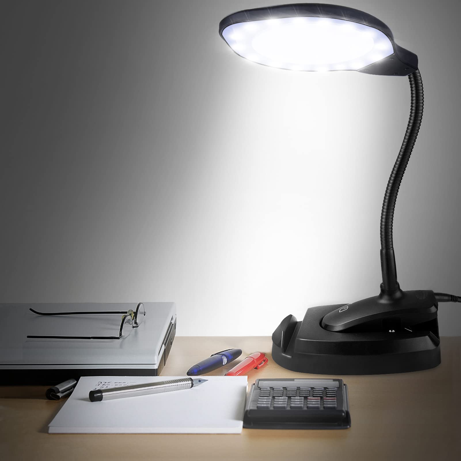 eletecpro Magnifying Glass Lamp, 2X-4X Magnifier LED Light with Clip and Flexible Neck,Magnifying Lamp USB Powered, Perfect for Reading, Hobbies, Task Crafts or Workbench - Black