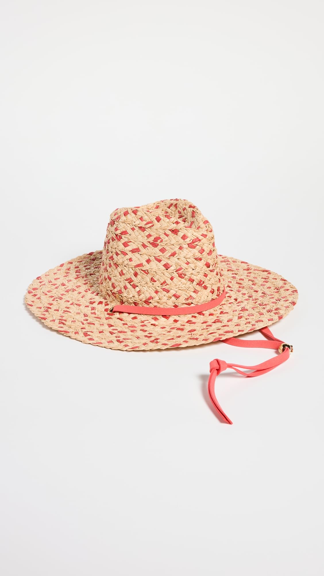 Lele Sadoughi Women's Tina Two-Tone Straw Hat, Scarlet, Red, Tan, One Size