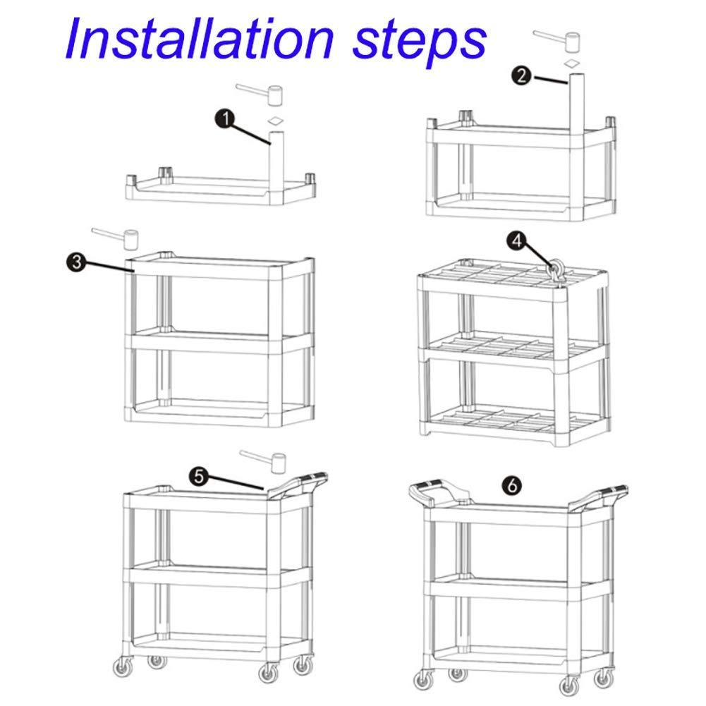 INDYAH Movable Trolleys, Kitchen Storage Hand Trucks, 3 Tier Hotel Catecart,Dining Cart,Fast Restaurant Dish Cart