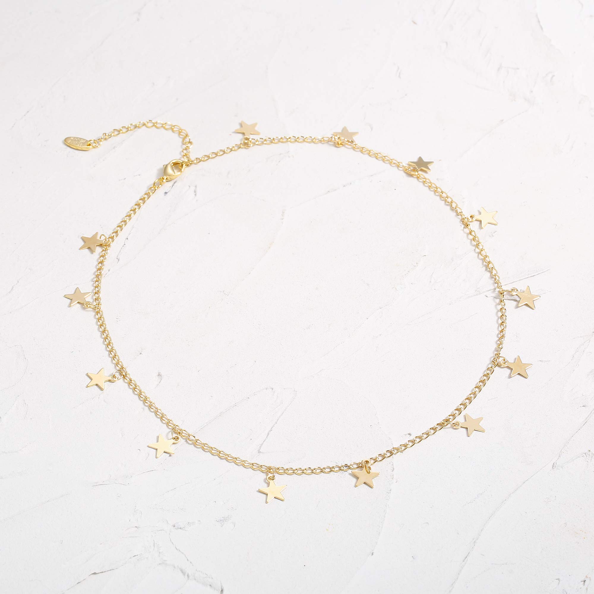Fremttly Star Choker Necklaces, Dangling Gold Choker Necklace Summer Beach Boho Necklaces Aesthetic Necklace Gift for Women