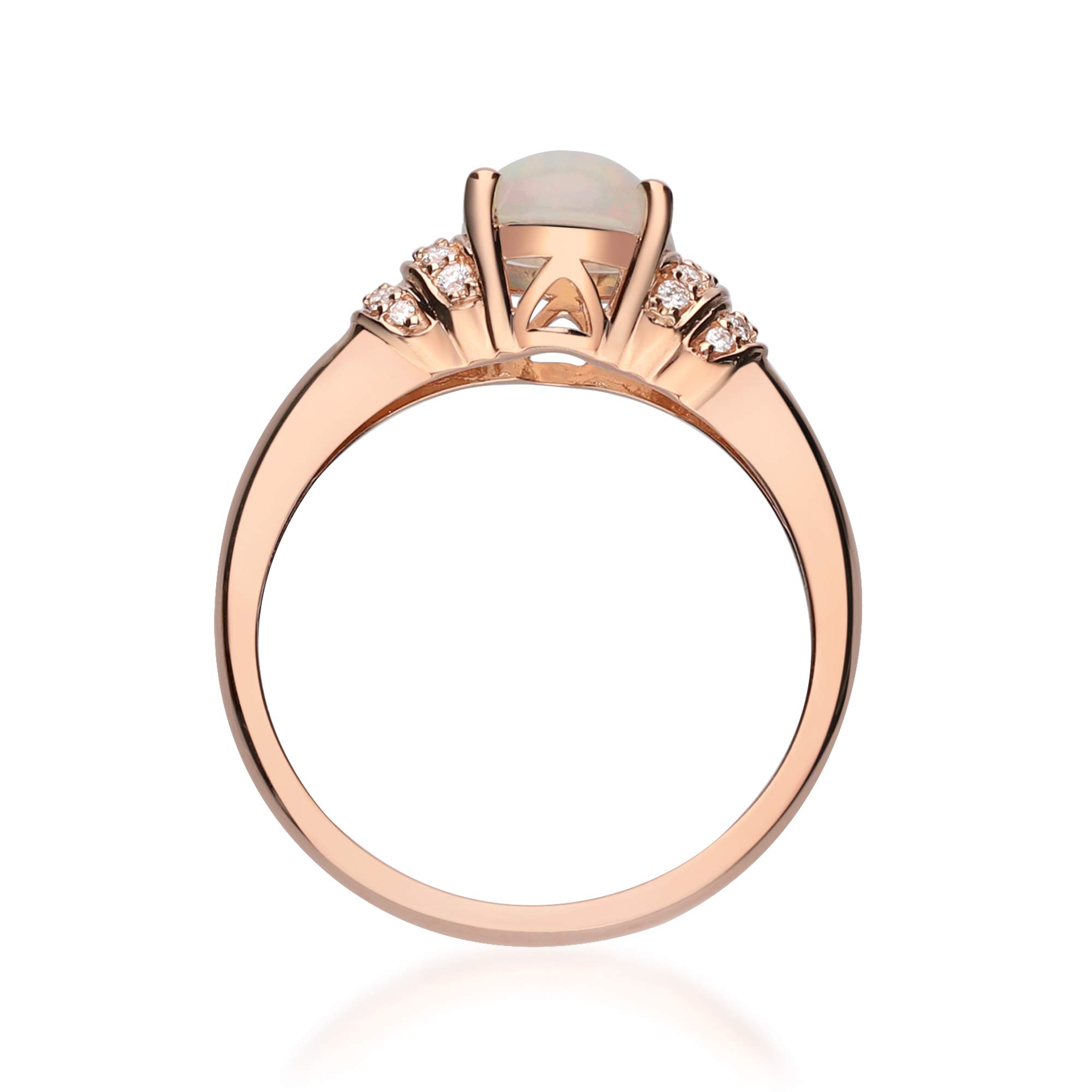 Gin & Grace 14K Rose Gold Natural Opal Diamond (SI1) Propose Promise Ring for Women