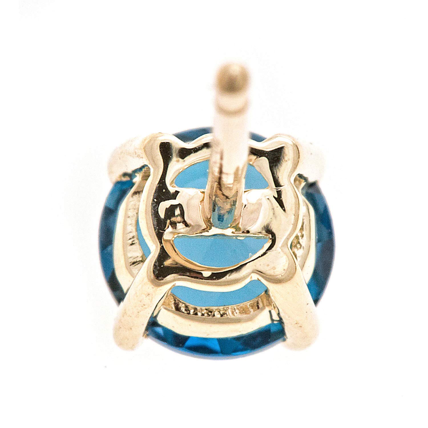 Gin & Grace 10K Yellow Gold Genuine London Blue Topaz Diamond (SI1) Stud Earring for Women