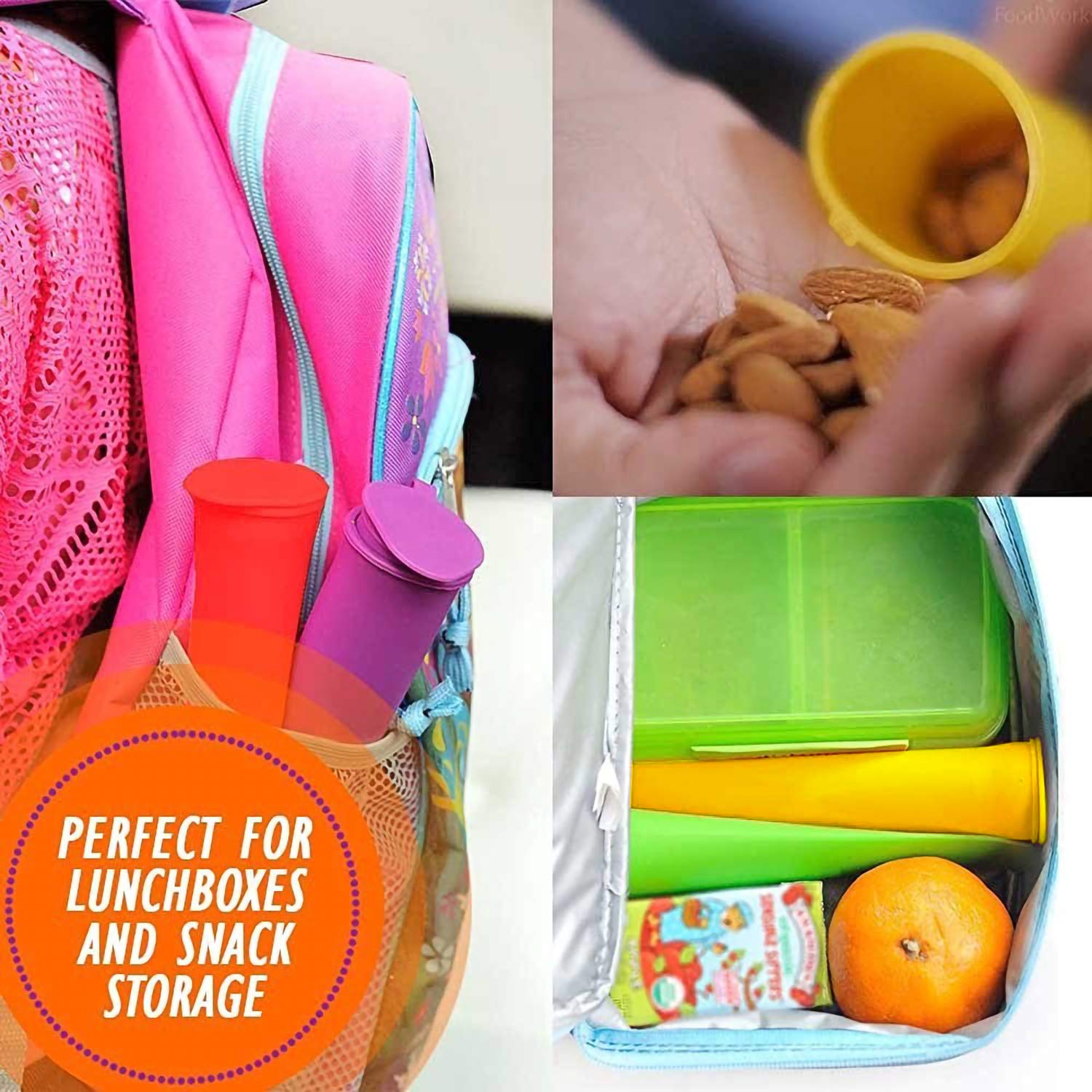 Helpcook Silicone Ice Pop Molds,BPA Free Popsicle Molds with Attached Lids,Reusable DIY Popsicle Molds for Kids,Set of 6 (Pure color)