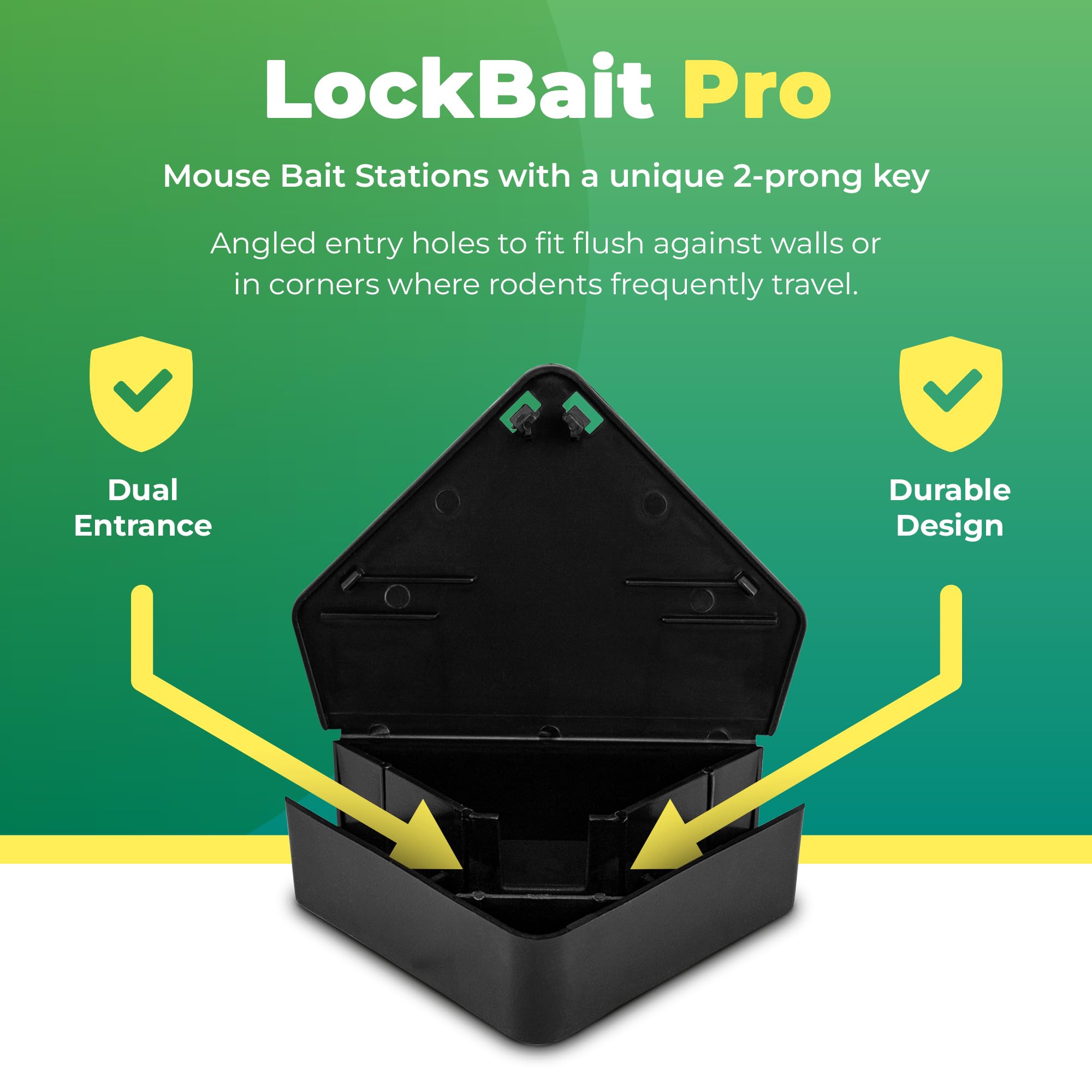 LockBait Pro Mouse Bait Stations | 12-Pack Mouse Bait Box for Outdoor Use | Mouse Bait Stations with Keys for Indoor and Outdoor Use | Large Station | Ucatch