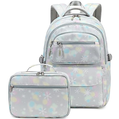 Joyfulife Kids Backpack for Girls Backpack with Lunch Box Elementary Primary Middle School Bags Bookbags for Teen Students