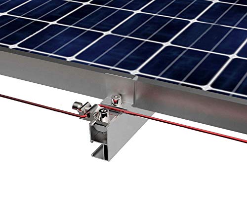 KINPAR Solar Panel Photovoltaic Bolt-On Coupling Earthing Ground Lug Cable Clamp Ground Clamp with Lay in Lug for Bare Wire and Pipe