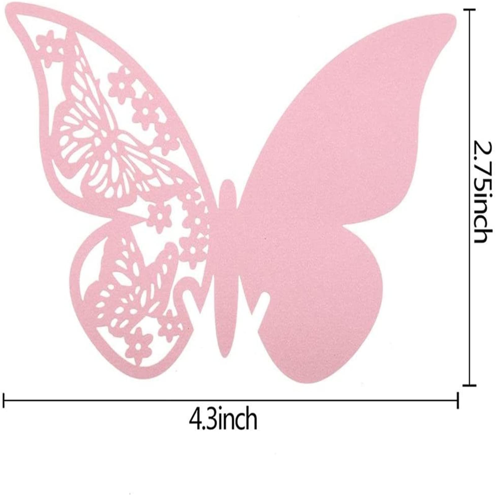 WarmShin 100 Pcs Butterfly Wine Glass Cards Name Place Cards Laser Cut Wine Cup Decoration Postcards Wedding Centerpieces Table Decoration (Pink&Purple)