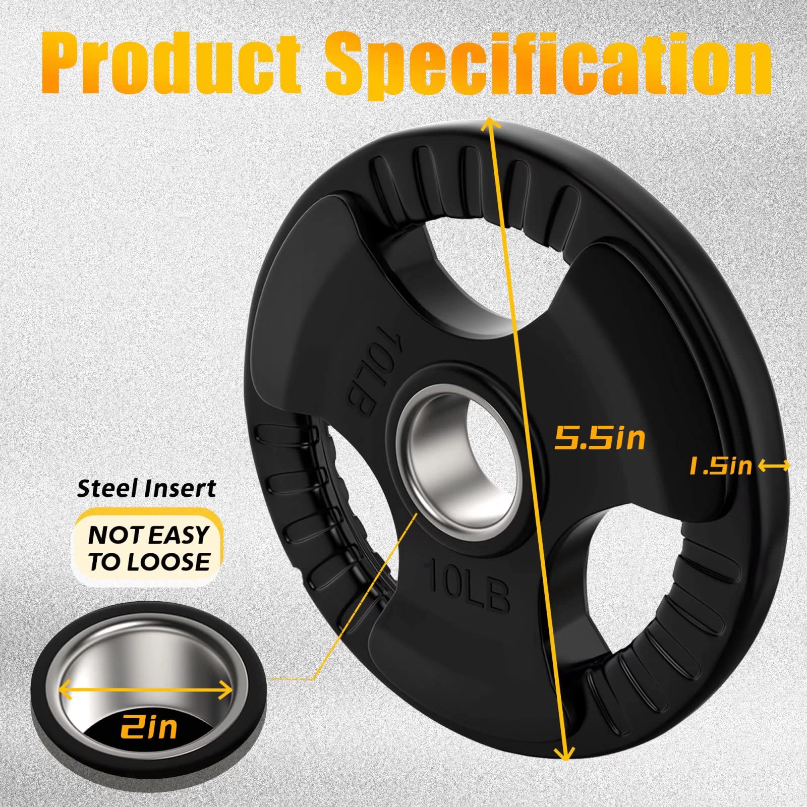 Elevens Bumper Plates Olympic Rubber Weight Plate Set 10/25LB 2-Inch Steel Insert for Olympic Bars for Strength Training, Weightlifting and Crossfit, Single