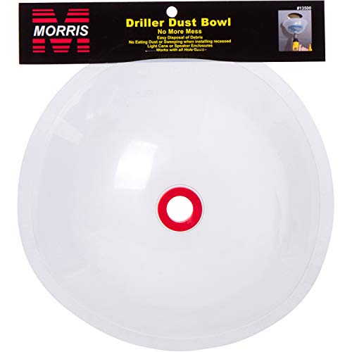 Morris Products 13500 Drillers Dust Bowl β Saw Dust Collector β Collects Dust When Drilling Holes for Recessed Lighting Fixtures β Lightweight Flexible β Simple Attachment - 12 x 5 x 12 inches, 1-Pack, White