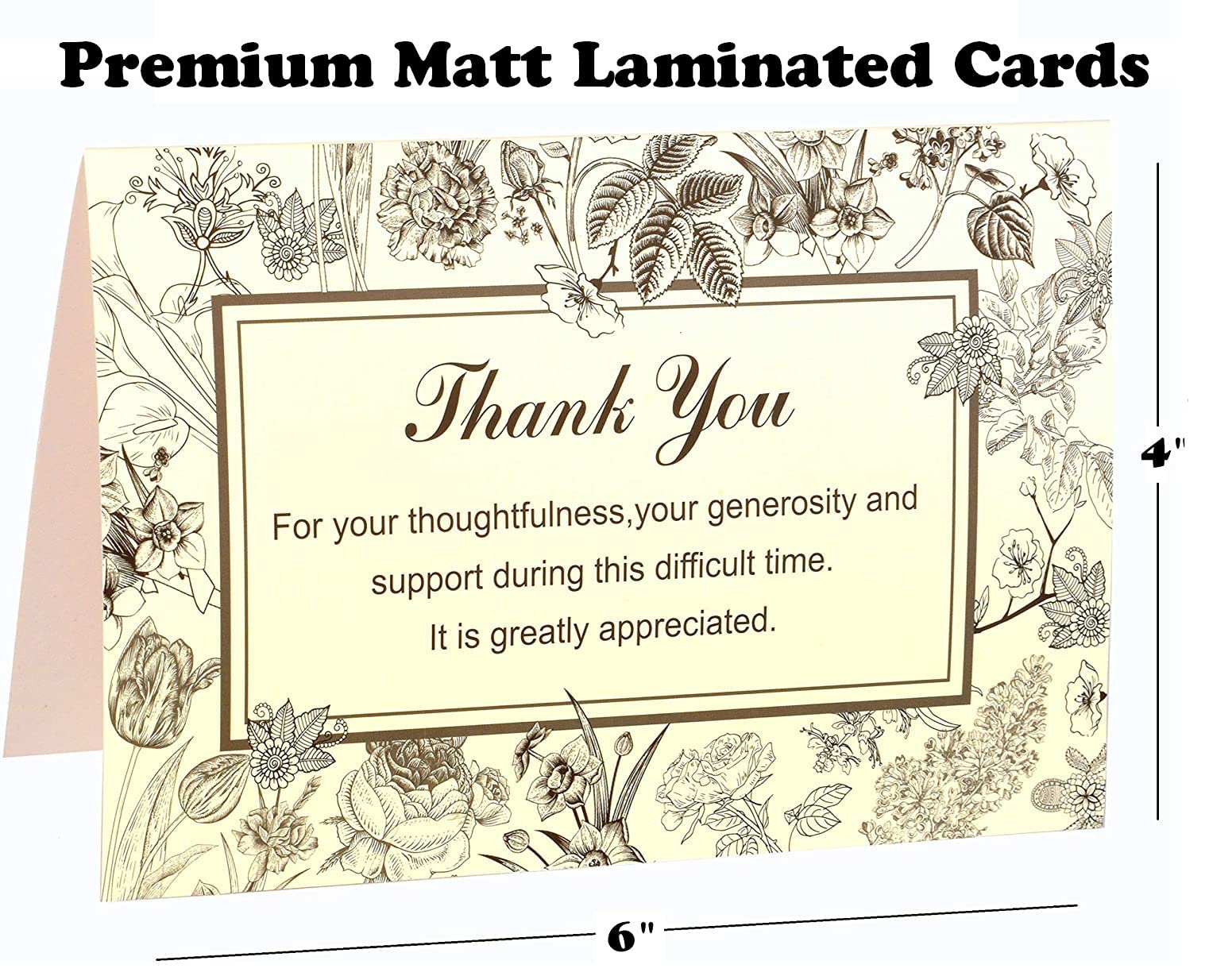 SUPREME IMPRESSION Funeral Thank you Cards with Envelopes - 24 Pack Sympathy Note Cardset - All Cards are Blank Inside For Photo or Personalized Message to Friends & Family