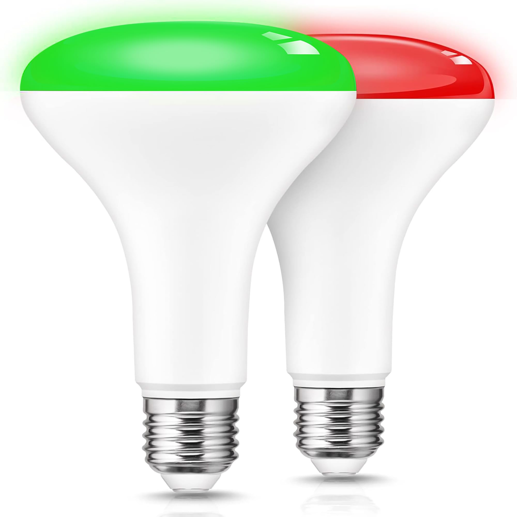 L LOHAS LED Christmas Flood Light Bulbs, [2 Pack], Red Green LED BR30 Flood Light Indoor 65W Equivalent, 11 Watt Colored Can Light Bulbs E26, for New Year, Home Lighting, Holiday Party Decoration