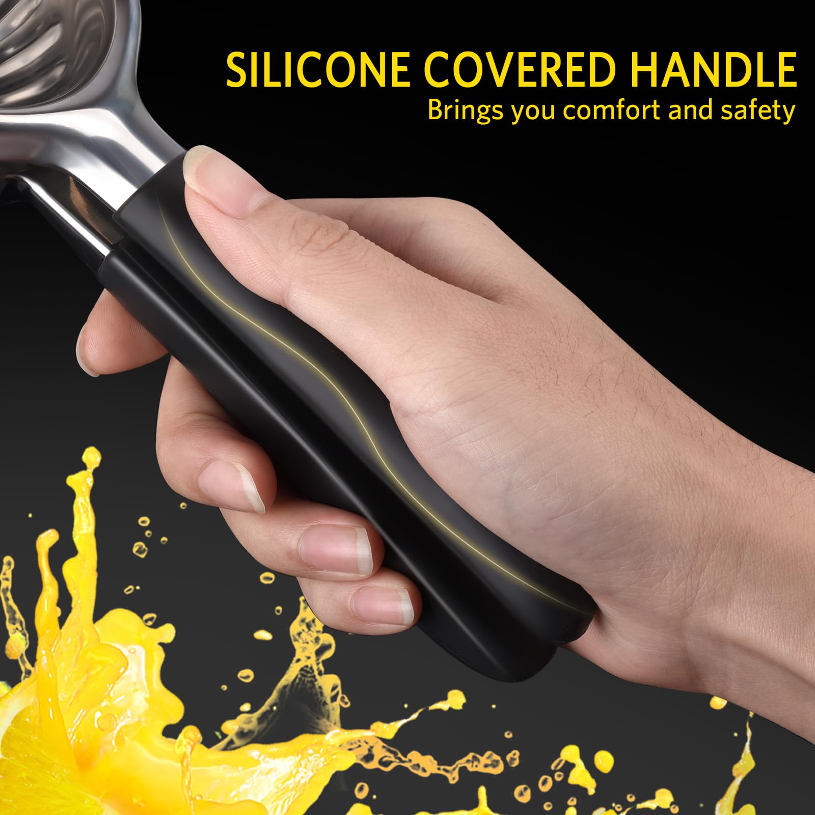 Lemon Squeezer, Sopito Stainless Steel Citrus Press Juicer Heavy Duty with Large Metal Squeezer Bowl for Seedless Juicing, Non-Slip Grip Design Manual Juicer