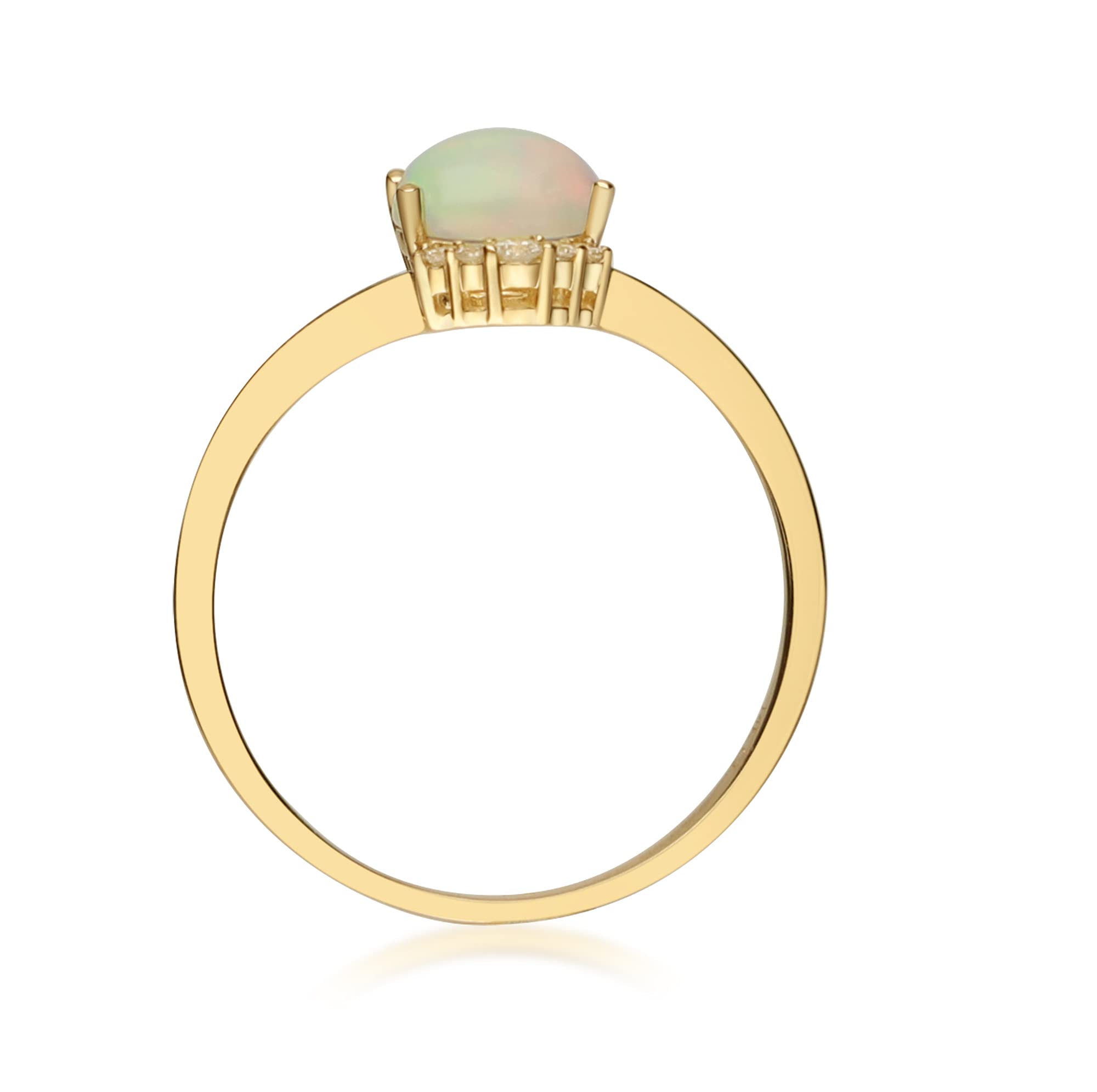 Gin & Grace 14K Yellow Gold Natural Ethiopian Opal Ring with Real Diamonds for women | Ethically, authentically & organically sourced (Round-cut) shaped opal hand-crafted jewelry for her |