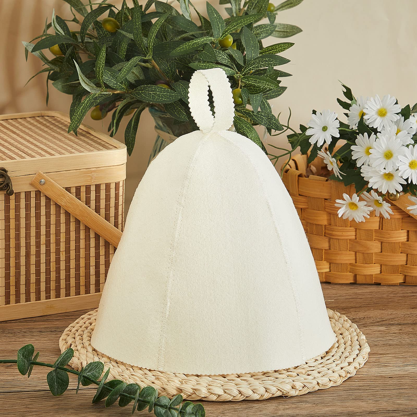 JaGely 2 Pcs Sauna Hat Vaporarium Hat Sauna Wool Hat Russian Banya Cap for Men Women Bath Accessories (Gray,White)