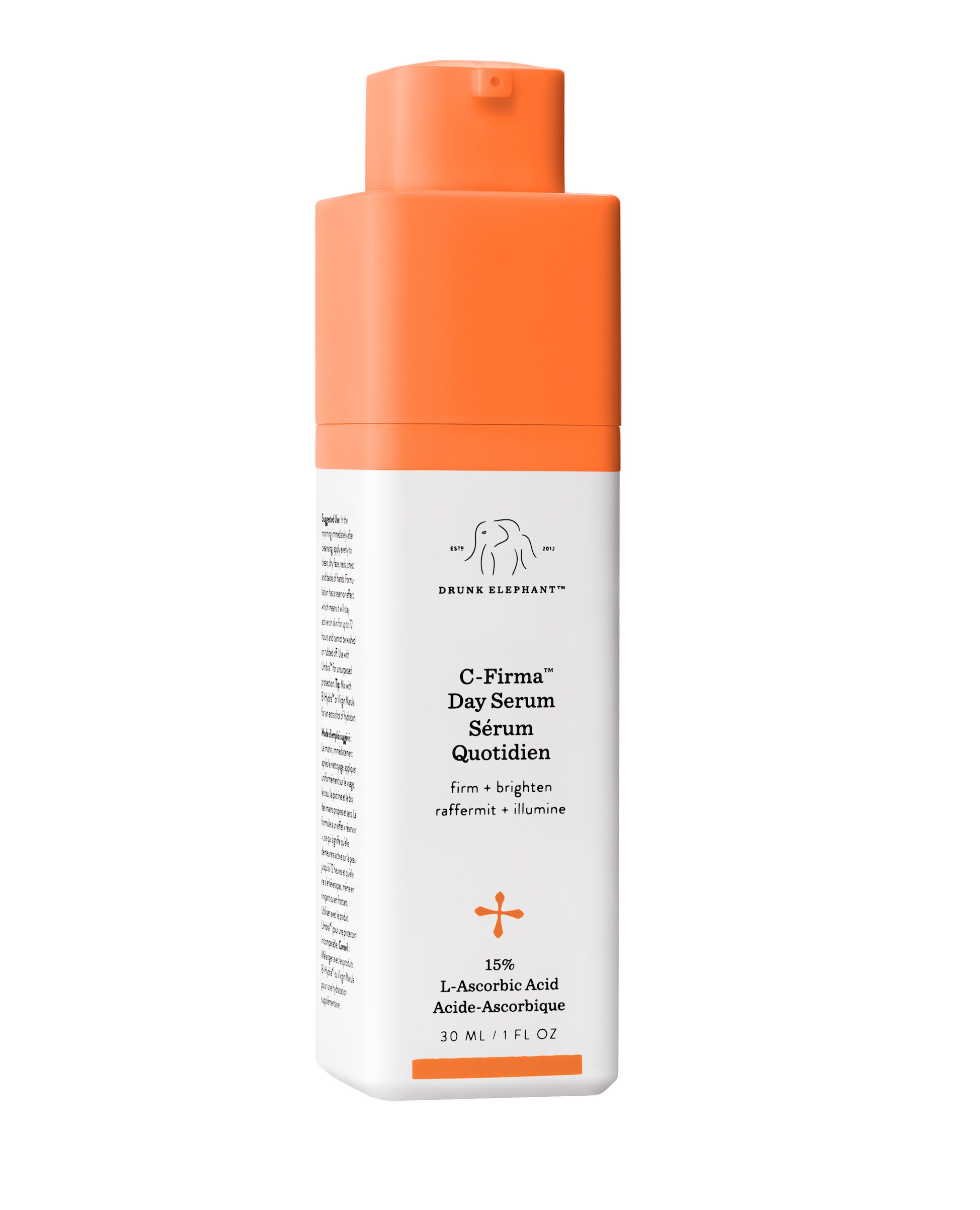 Drunk Elephant C-Firma Day Serum. Brightening and Tightening Gluten-Free Face Serum with 15% Ascorbic Acid, 0.27 oz/ 8 ml Extra Small.