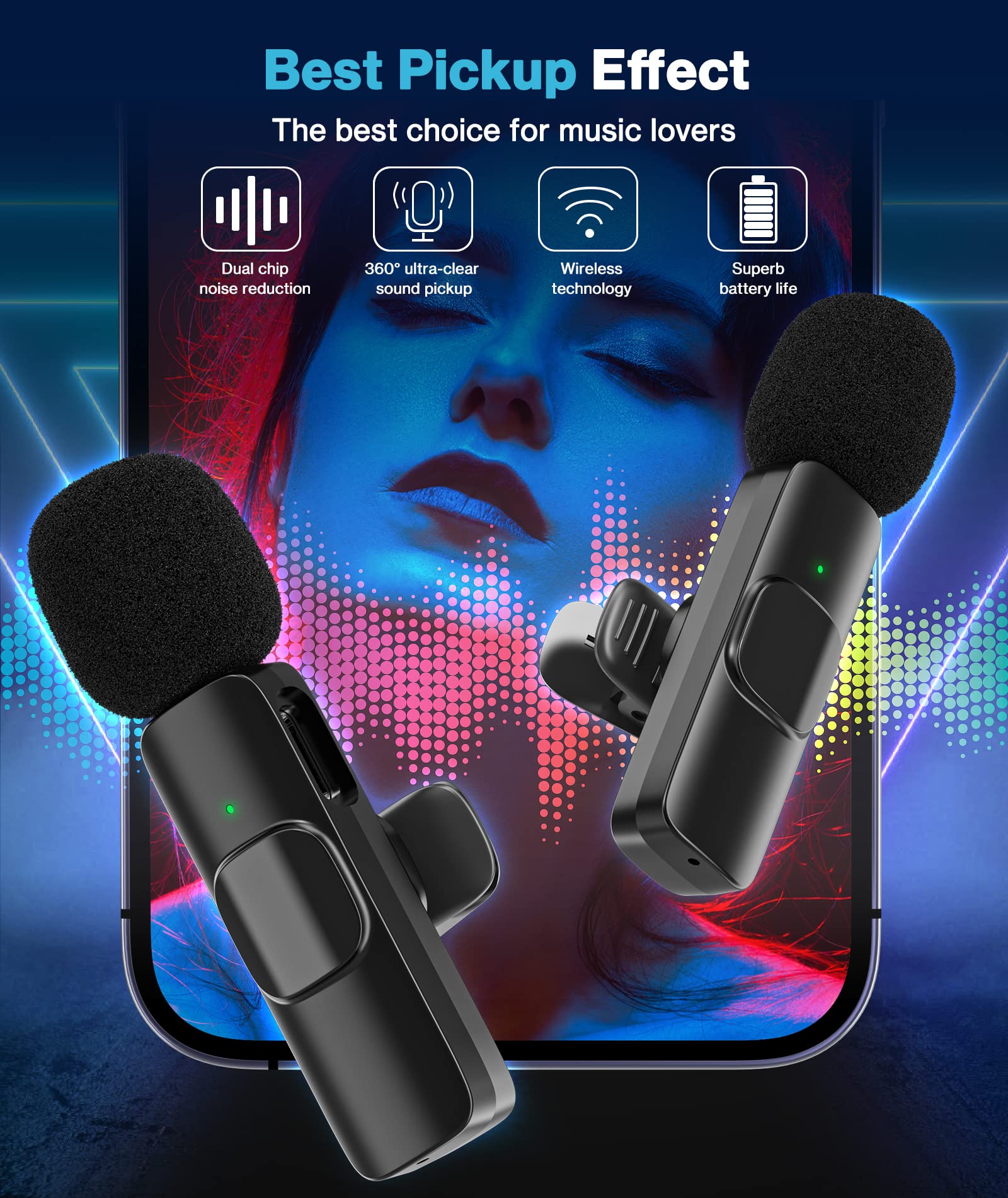 Henkouko Wireless Lavalier Microphone for Android Phone & Computer/Laptop, Mini Microphone for Recording Podcast Video YouTube Vlog TikTok (Beige)