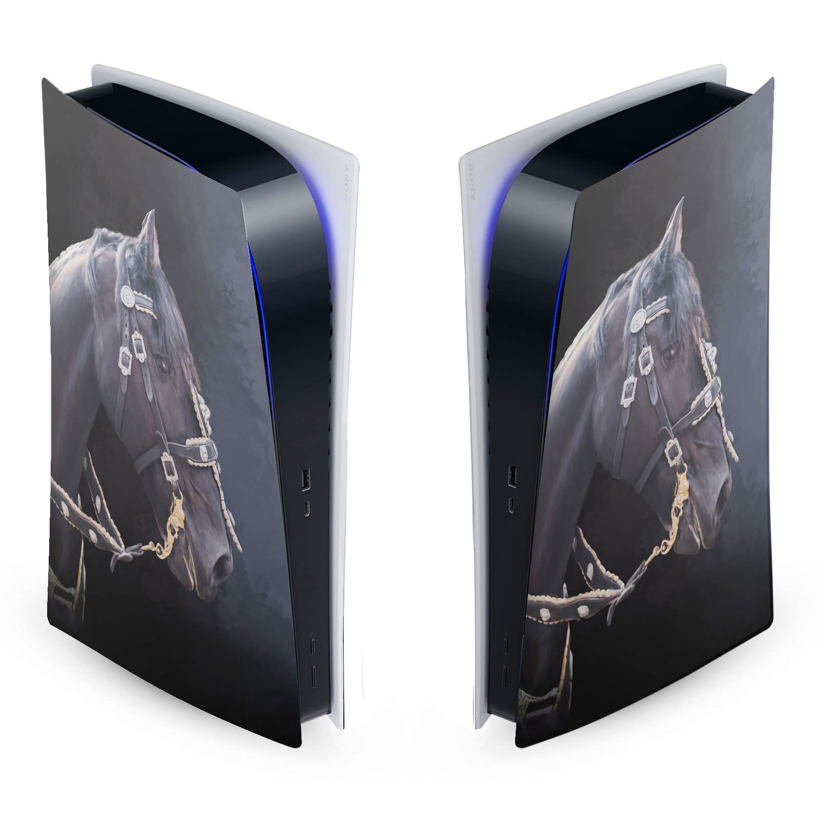 Head Case Designs Officially Licensed Simone Gatterwe Friesian Horse Art Mix Vinyl Faceplate Sticker Gaming Skin Case Cover Compatible with Sony Playstation 5 PS5 Digital Edition Console