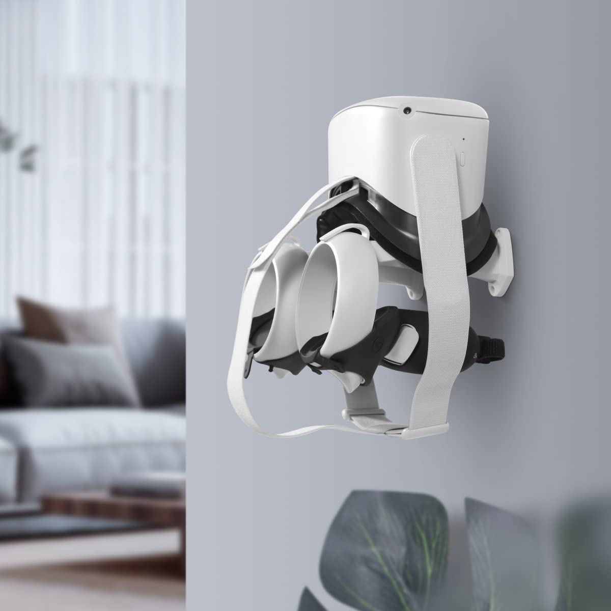 Lenink VR Wall Mount, Headset and Controller Wall Holder Hook Compatible with Oculus/Meta Quest 2,Quest and Elite Strap (White)