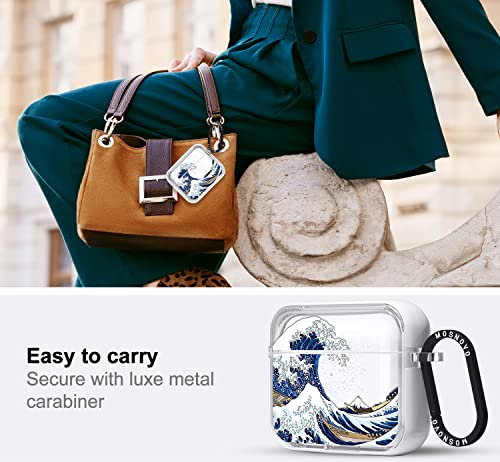 MOSNOVO Airpods 3 Case, Apple Airpods 3 Case, Cool Tokyo Wave Clear Case Design with Luxe Metal Ring Shockproof Protective Cover Case for AirPods 3rd Generation